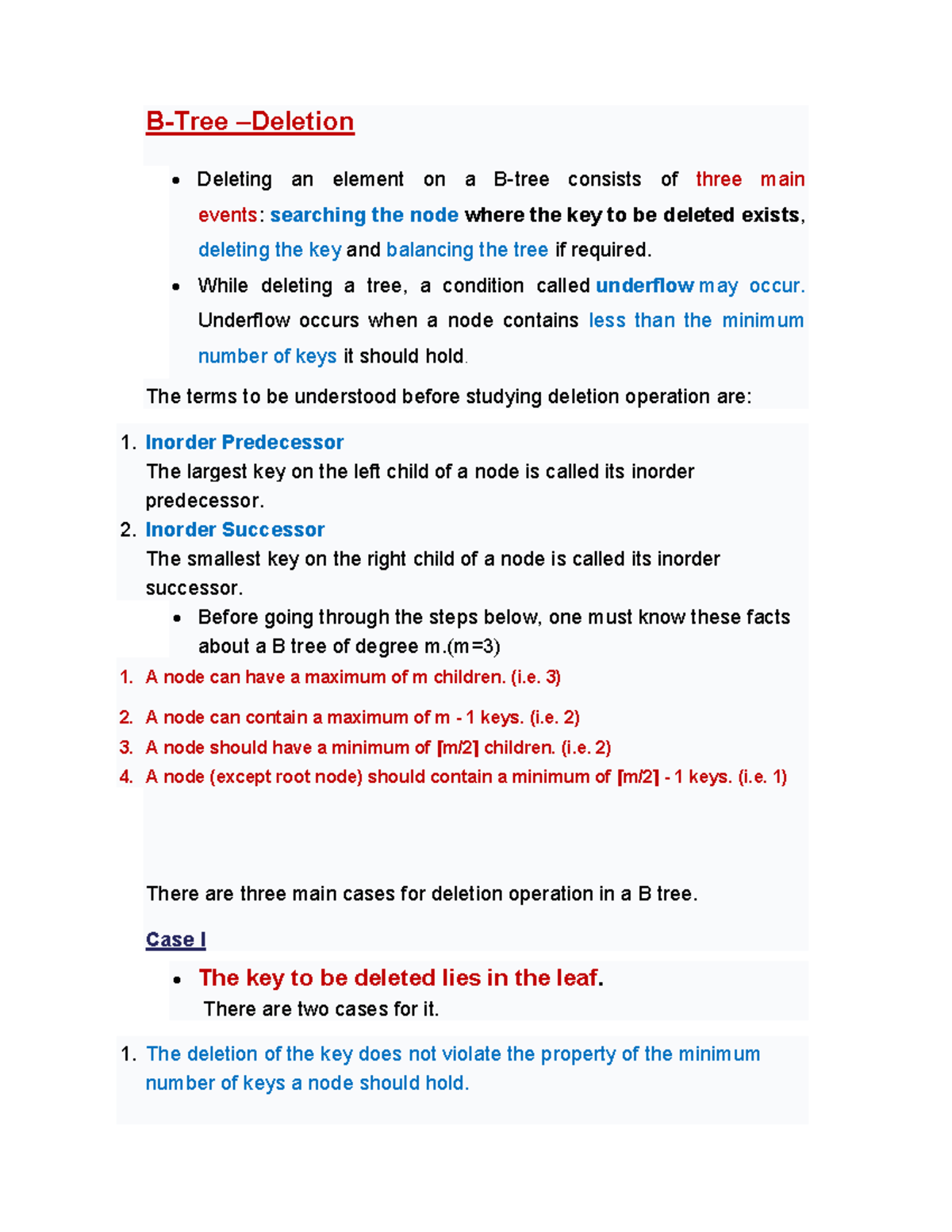 B Tree Deletion It Is Lecture Note Of Topic In Data Structure For