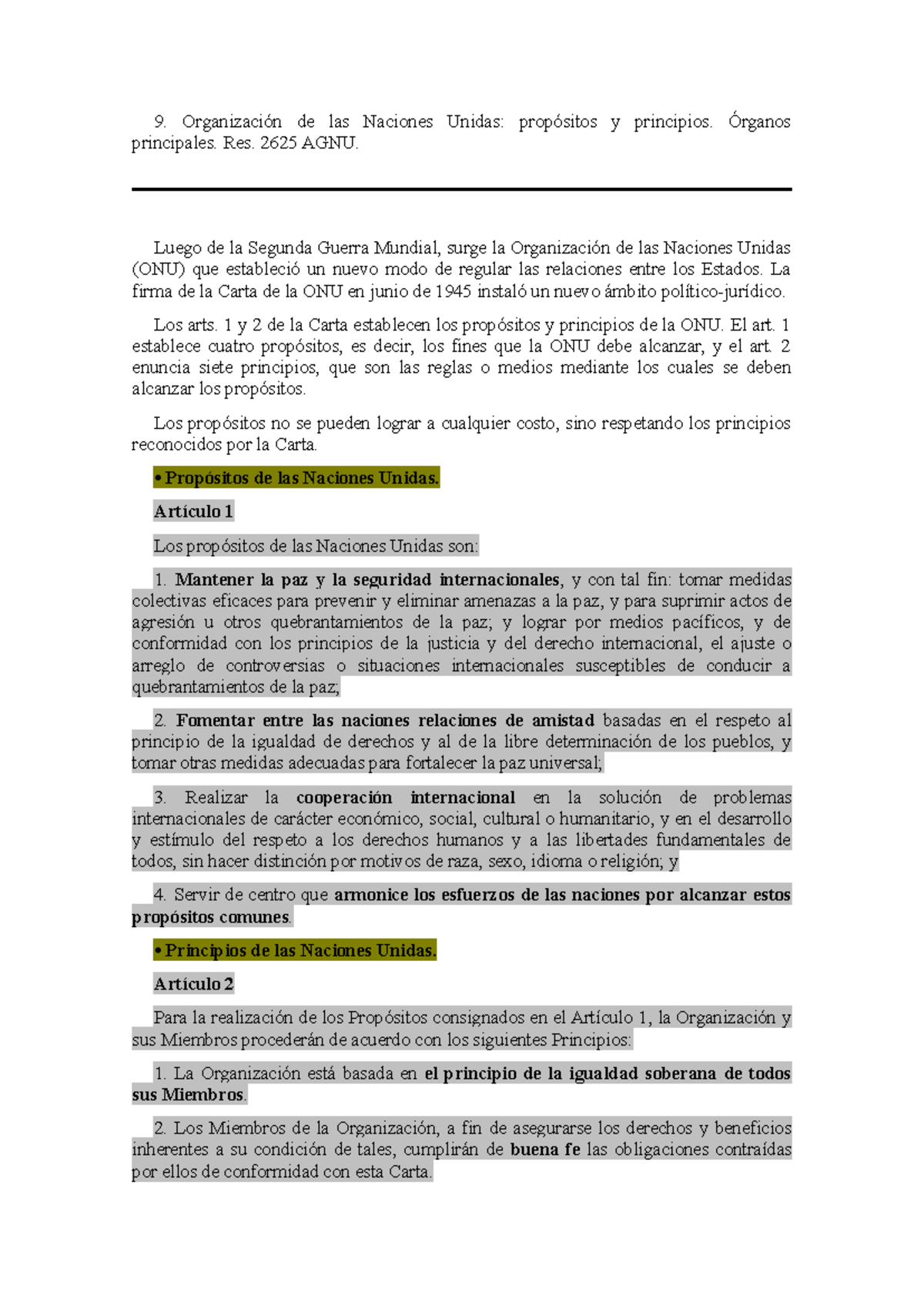 9. ONU - 9. ONU - Organización de las Naciones Unidas: propósitos y ...