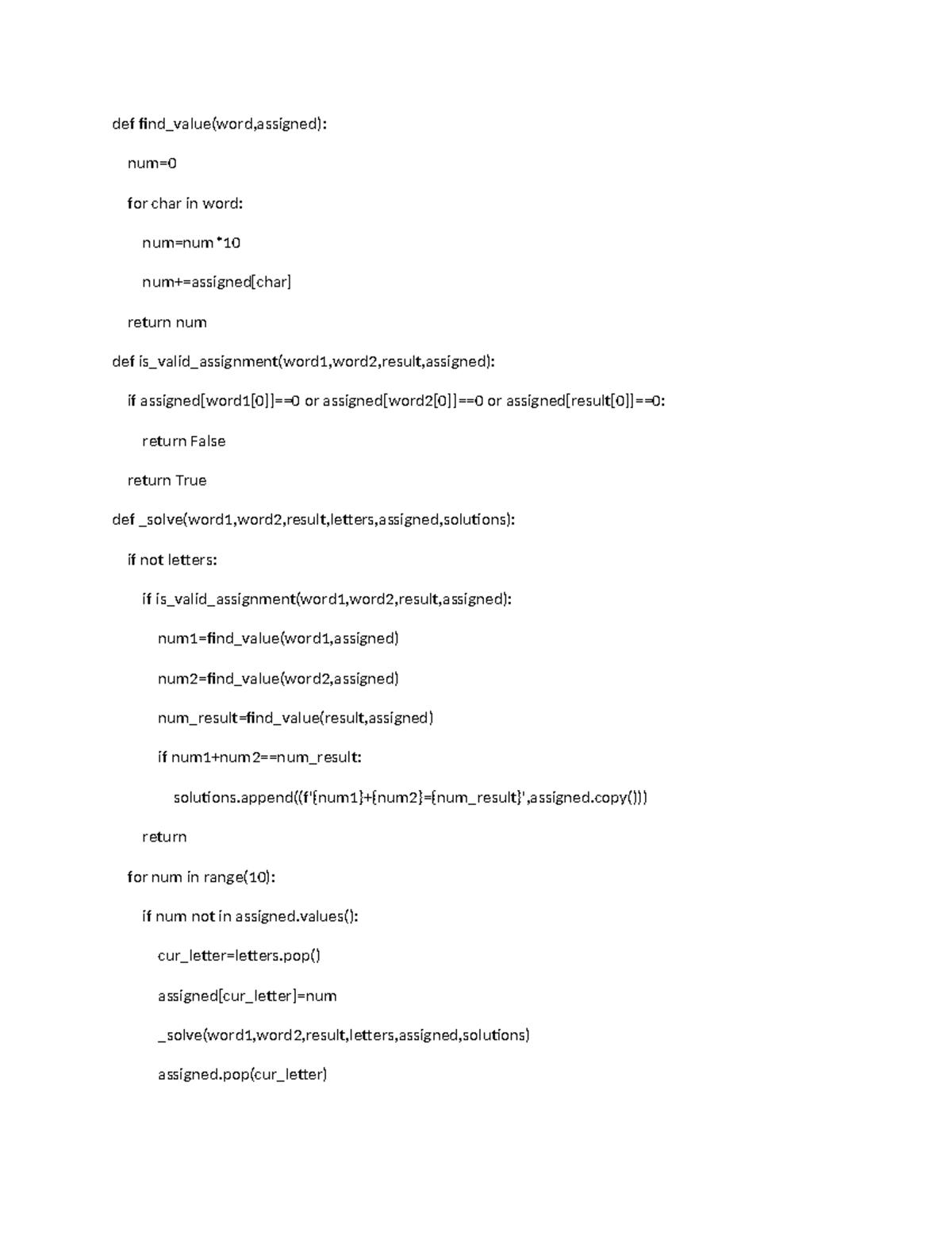 AI EXP. 1 C - USEFUL - def find_value(word,assigned): num= for char in word: num=num* - Studocu