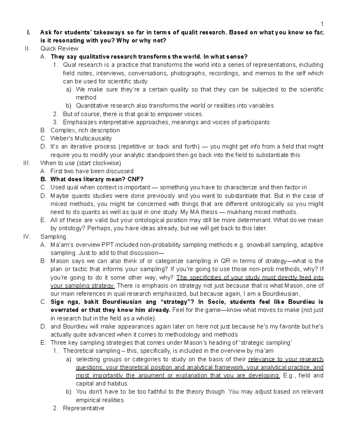 Socio 102 Lecture Notes Quali Methods - Diaz, Bridgette Nicole - I. Ask ...