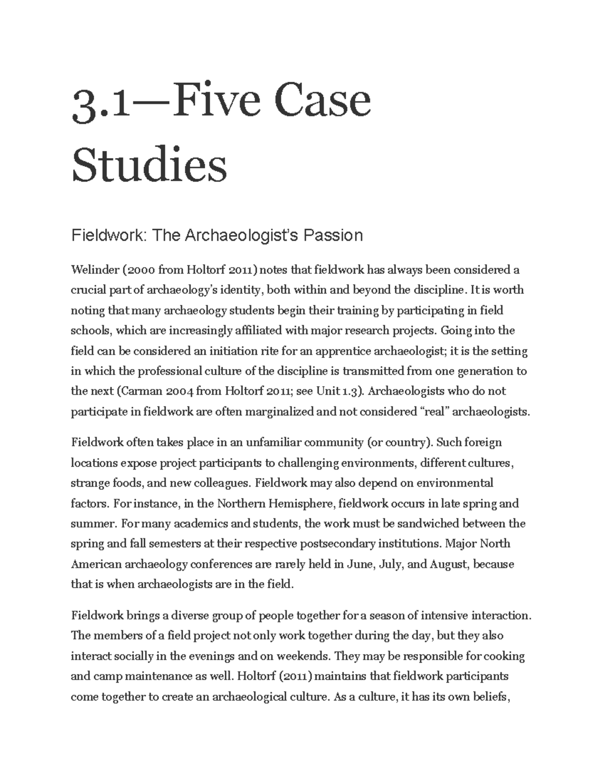 3.1—Five Case Studies - 3—Five Case Studies Fieldwork: The ...