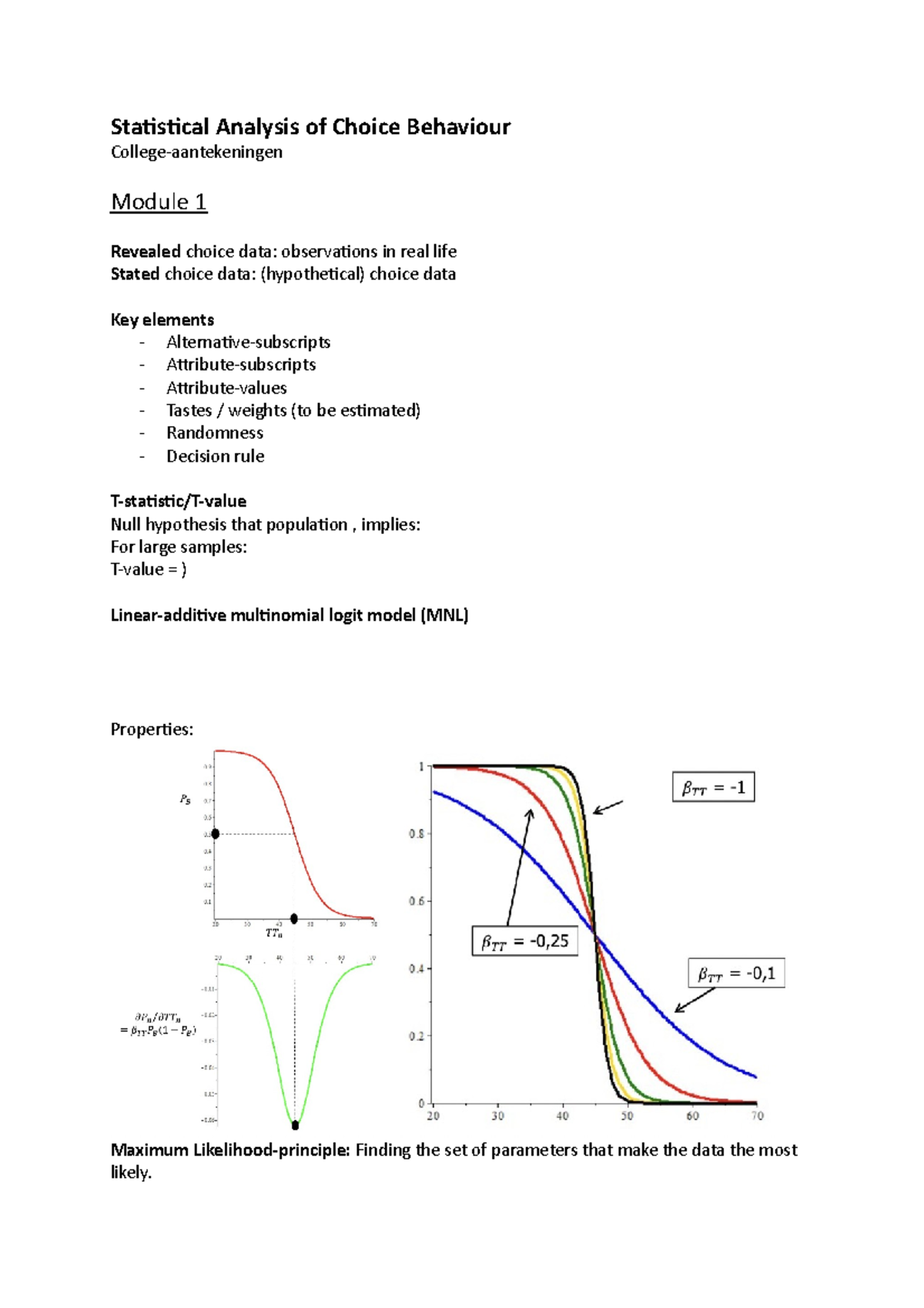 Statistical Analysis of Choice Behaviour college aantekeningen ...