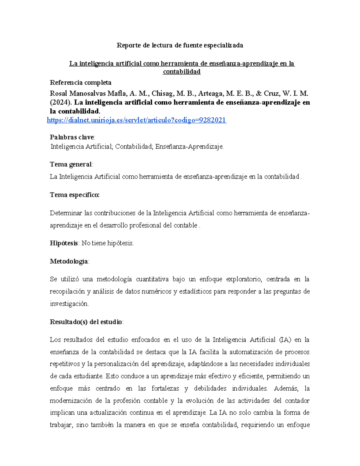 Reporte+de+lect Xokcgu (1) - Reporte de lectura de fuente especializada La inteligencia ...
