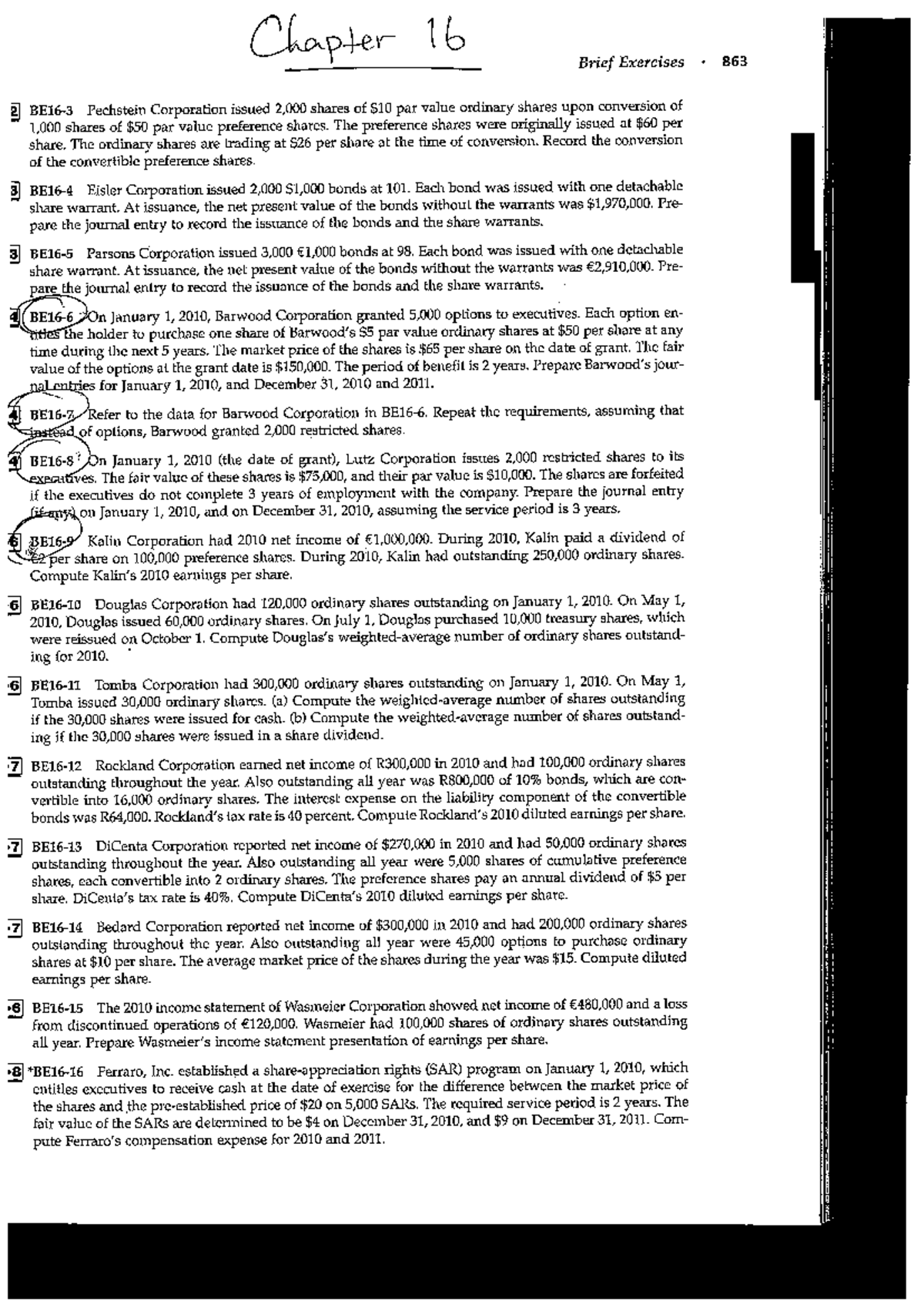 Chapter 16 and 17 exer - acc312 - Financial Accounting - StuDocu
