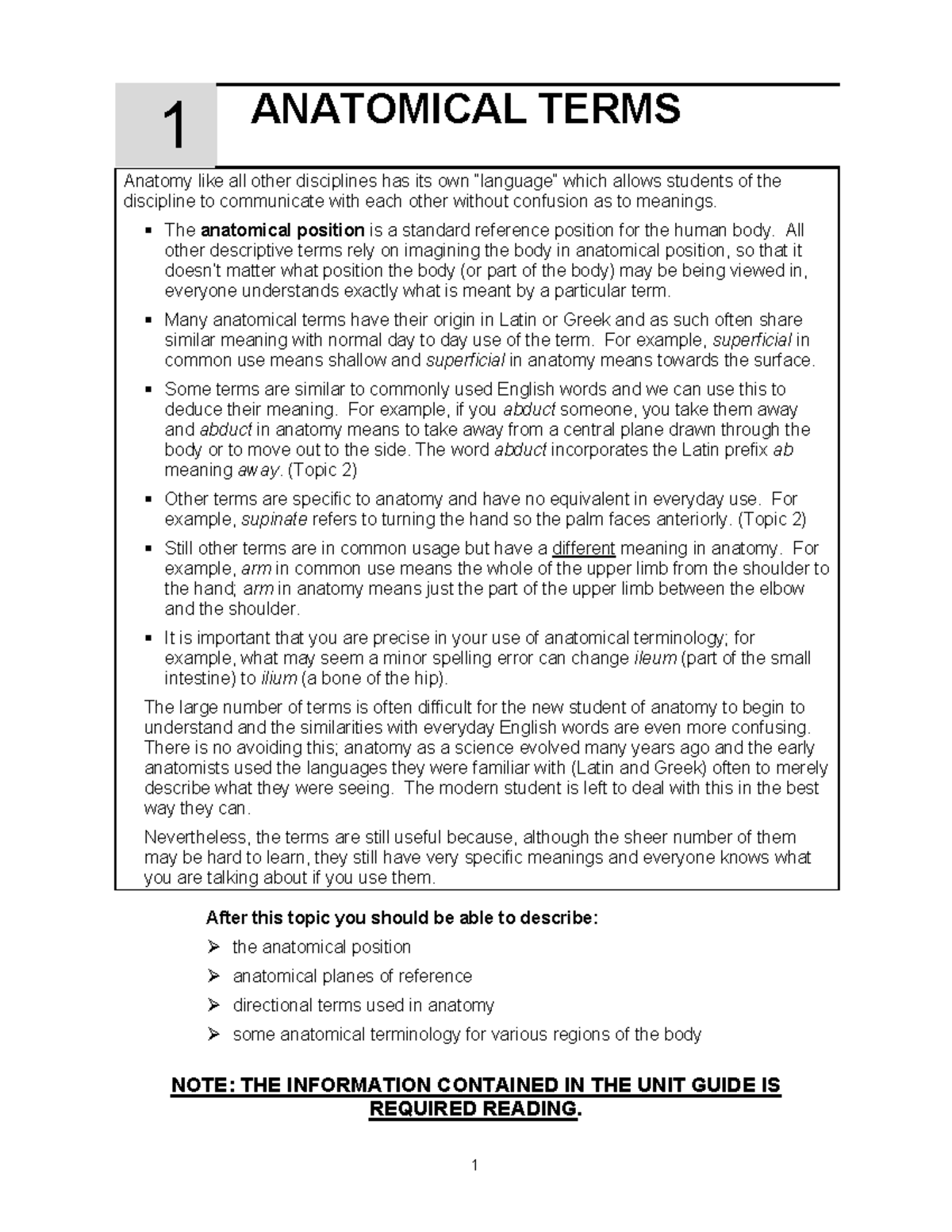 Human Anatomical terms from the year 2018 - 1 ANATOMICAL TERMS Anatomy ...