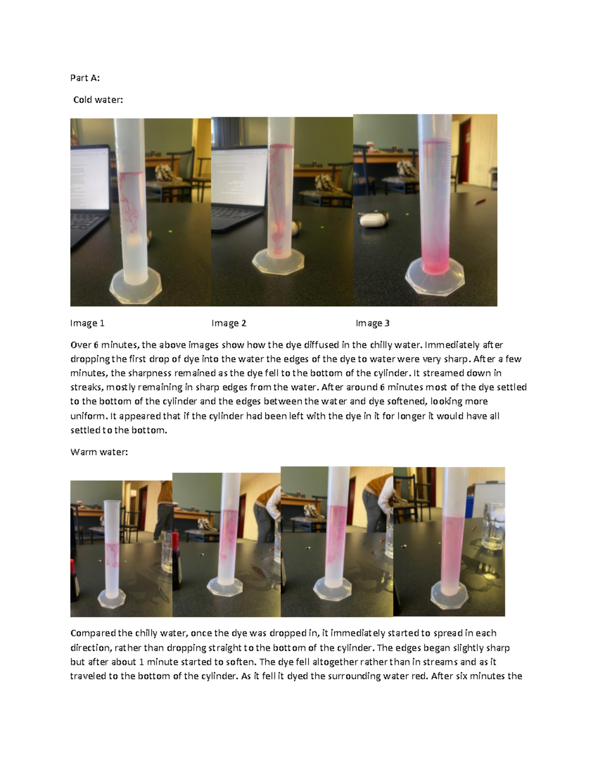 Physics LAB (LAST ONE) - PHYS 1080 final lab - Part A: Cold water: Image 1 Image 2 Image 3 Over ...
