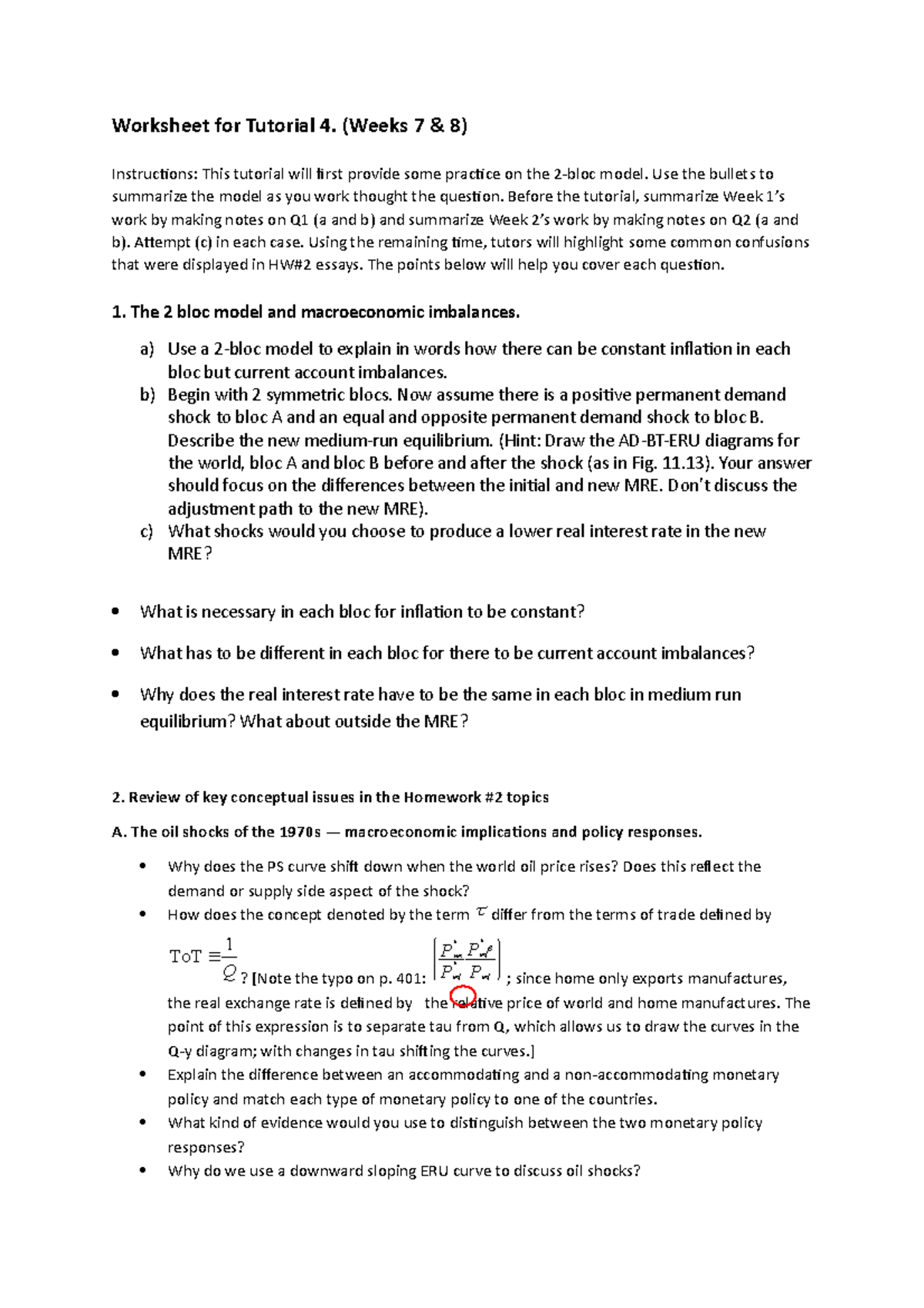 Worksheet 4 - Worksheet for Tutorial 4. (Weeks 7 & 8) Instructions ...