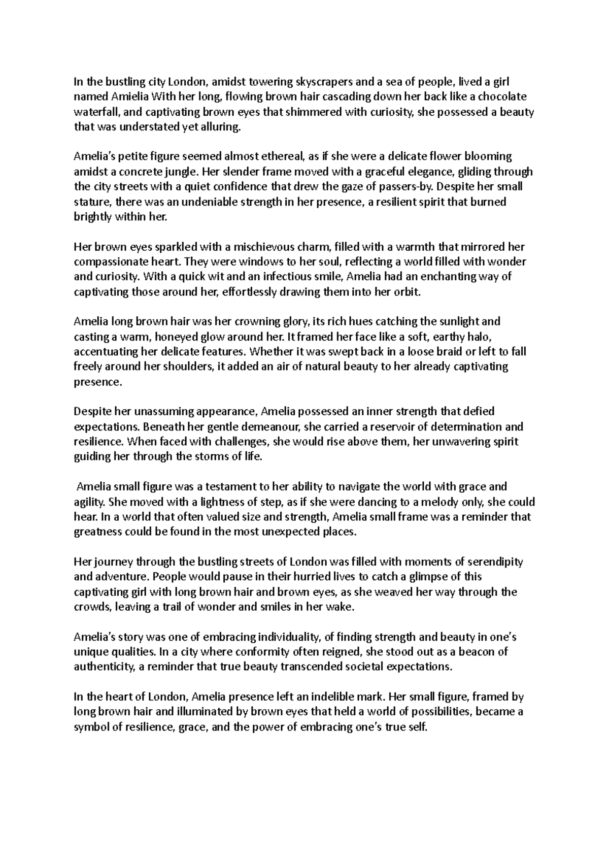 Amelia - For English language creative writing stories it's easier to ...