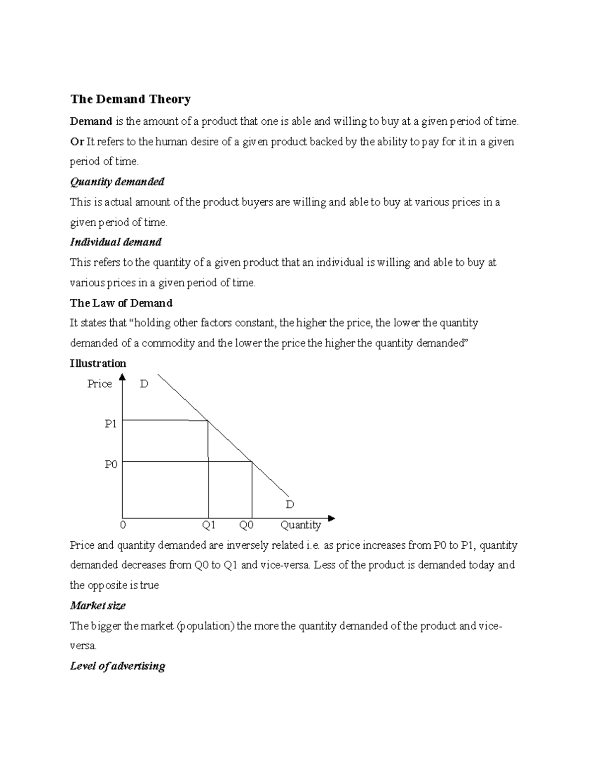 Demand Function - i am researching about the production theory concept ...