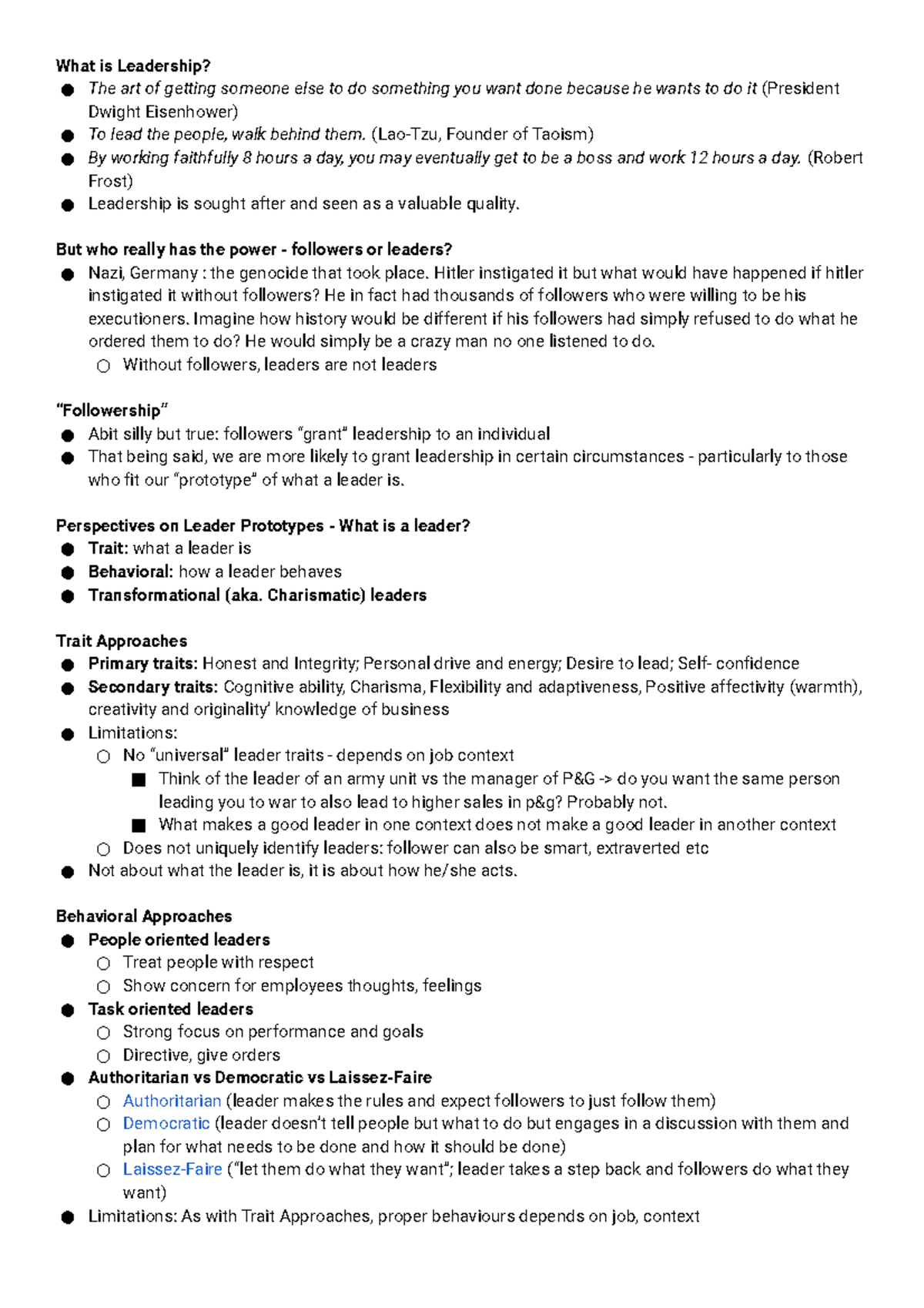 Leadership - notes - SMU - Studocu