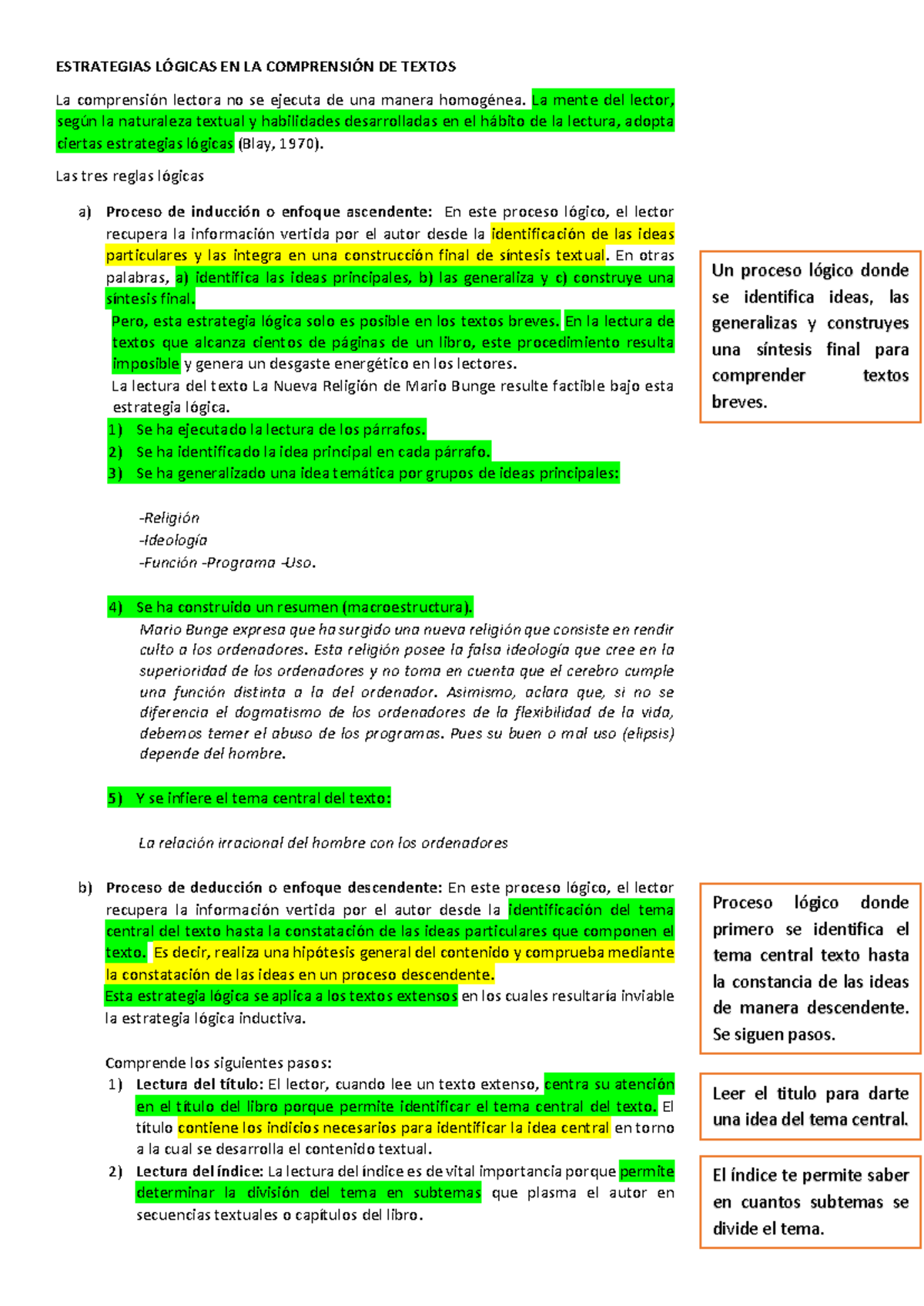 Modulo 5 resumen tarea - es un tema de comprension y argumentacion y esta resaltado, sumillado y ...