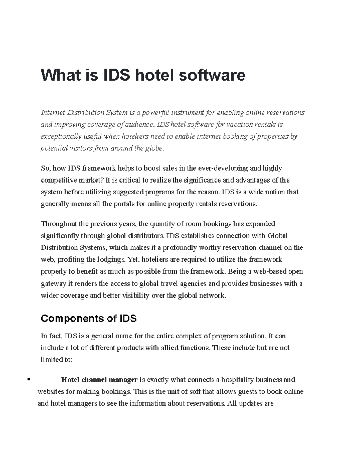 What Is IDS Hotel Software What Is IDS Hotel Software Internet