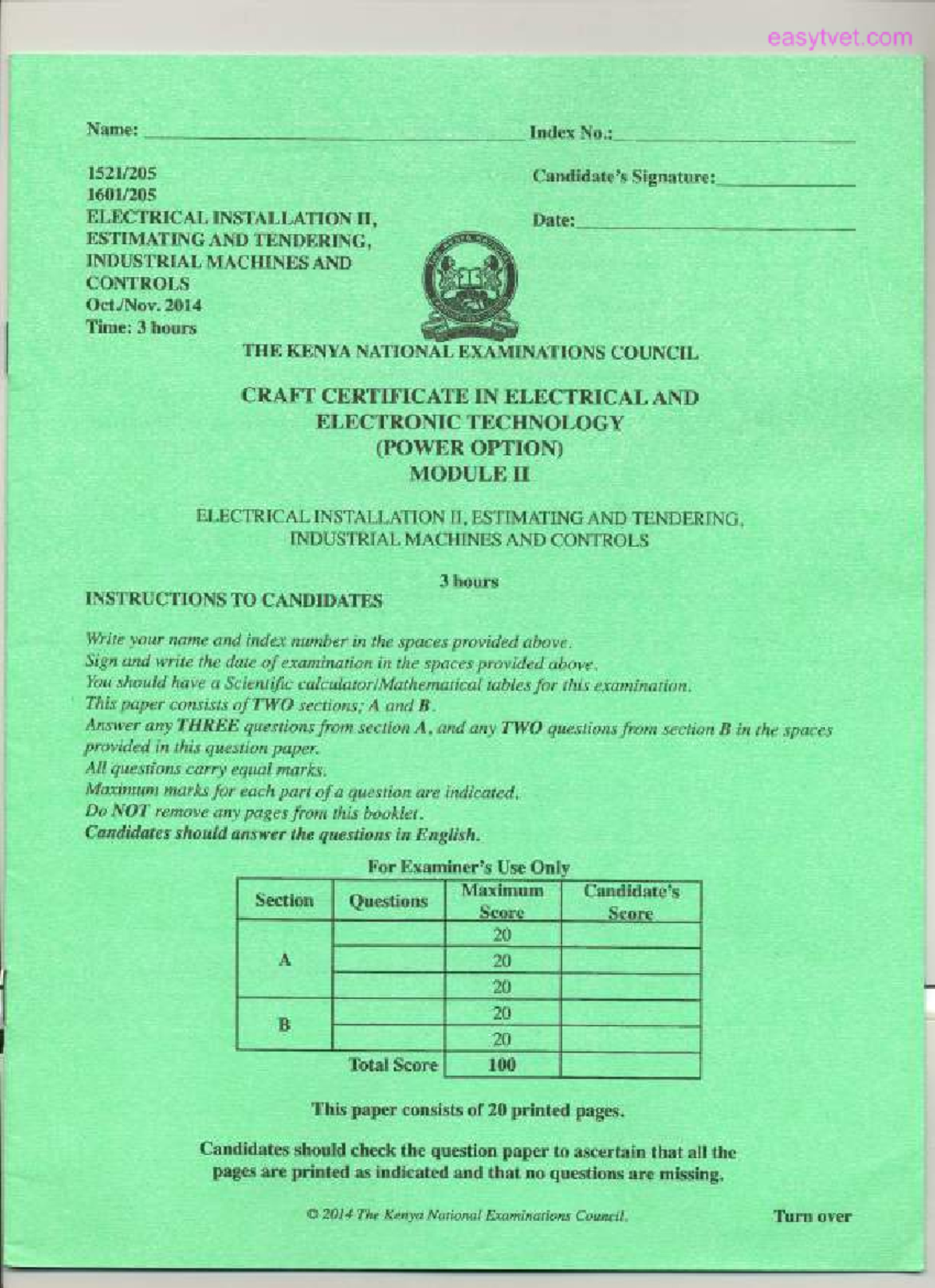 2014 nov - Past papers - Electrical and electronics engineering - Studocu