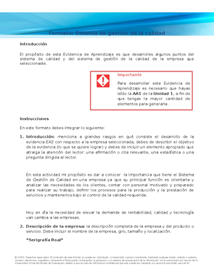 Ramírez Jairo de Jesús SGC EA2 - Formato: Sistema de gestión de la calidad Datos de ...