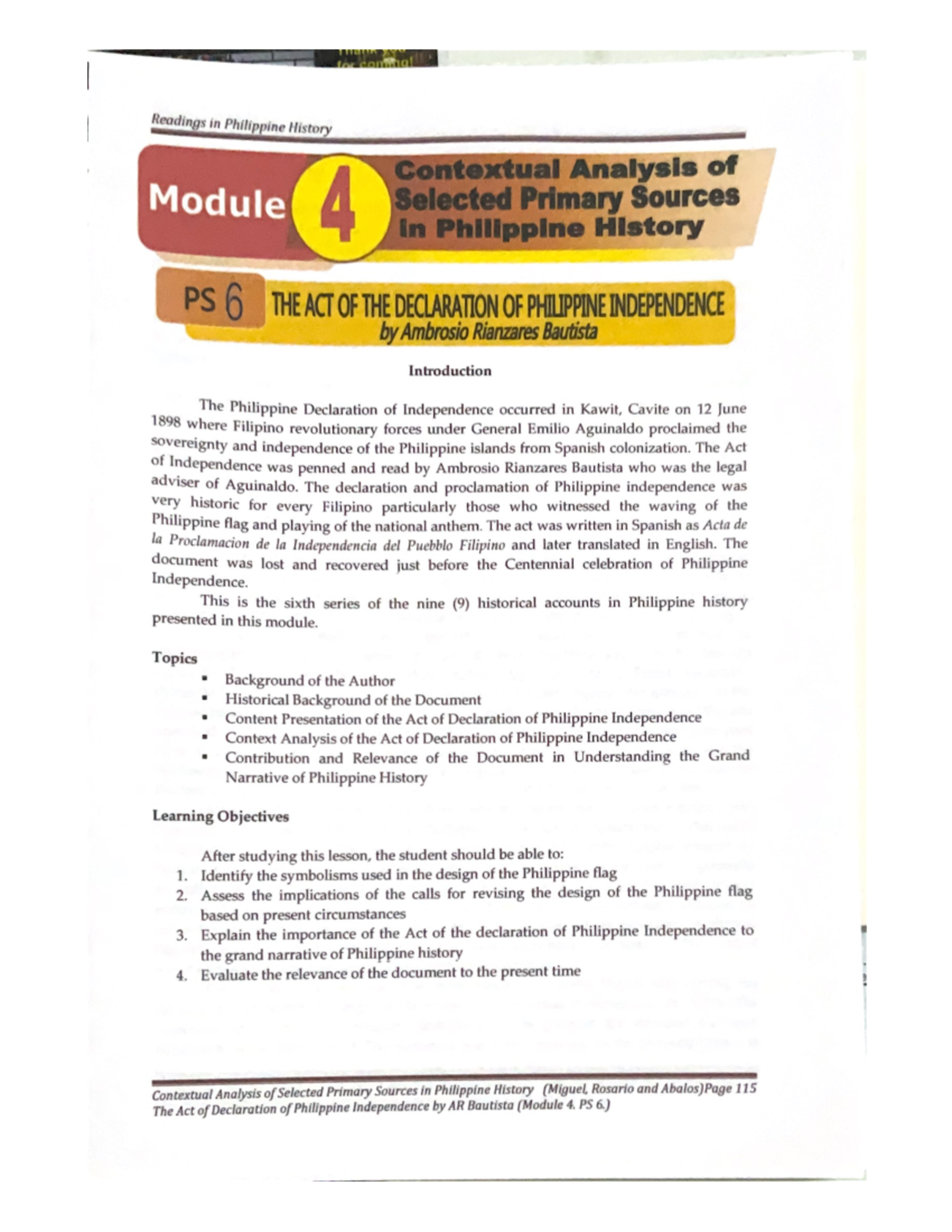 Module 6 - Notes - Readings in Philippine History - Studocu