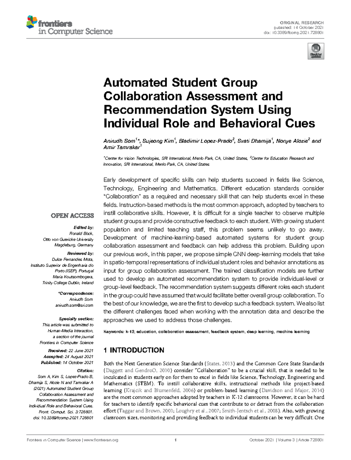 Fcomp-03-728801 - Automated Student Group Collaboration Assessment and Recommendation System ...