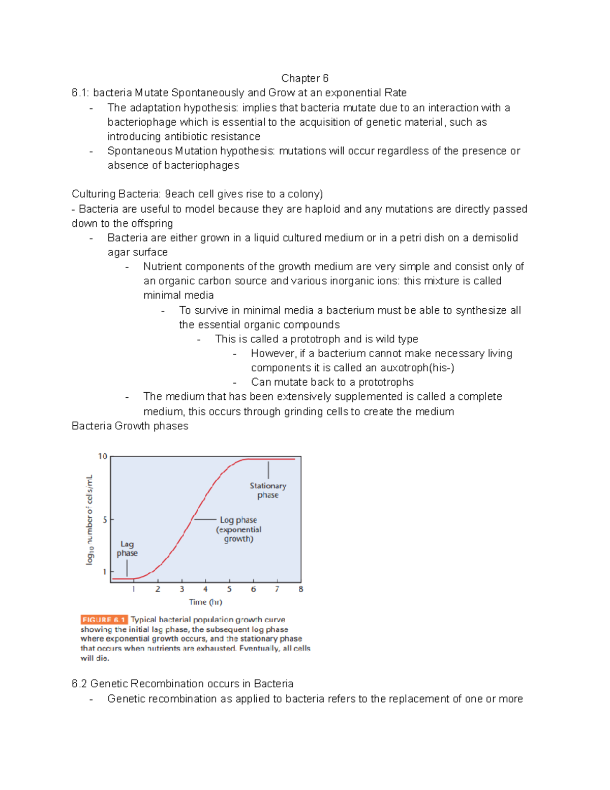 Chapter 6 - Chapter 6 6: bacteria Mutate Spontaneously and Grow at an ...