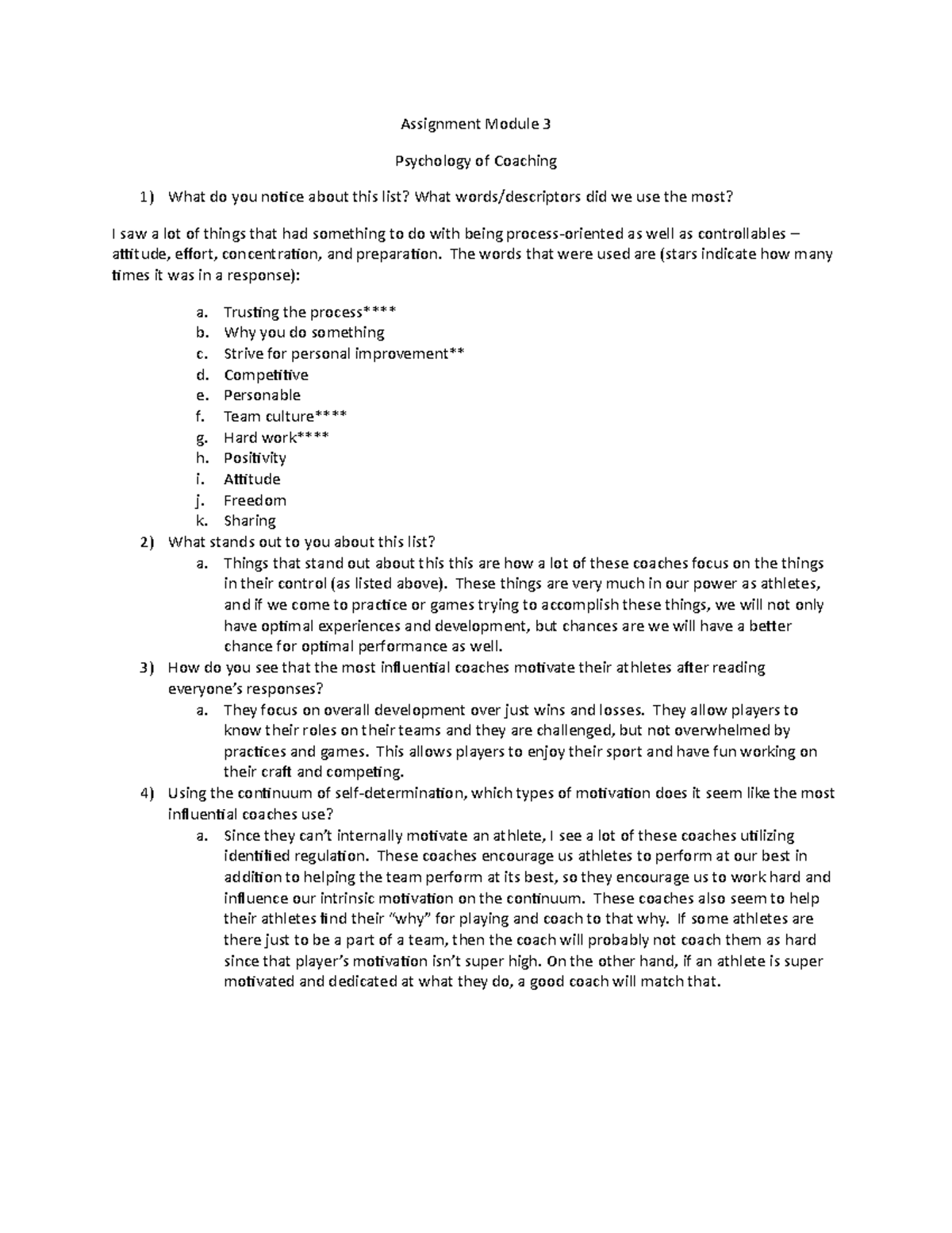 Assignment Module 3 Psych of Coaching - Assignment Module 3 Psychology of Coaching What do you ...