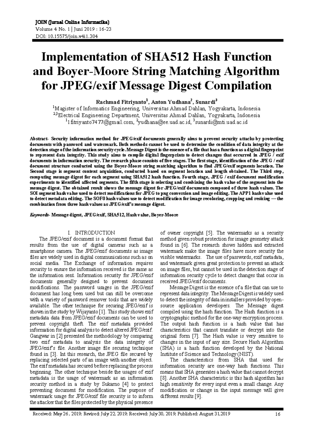 Implementation Of Sha512 Hash Function And Boyer Moore String Matching 9036
