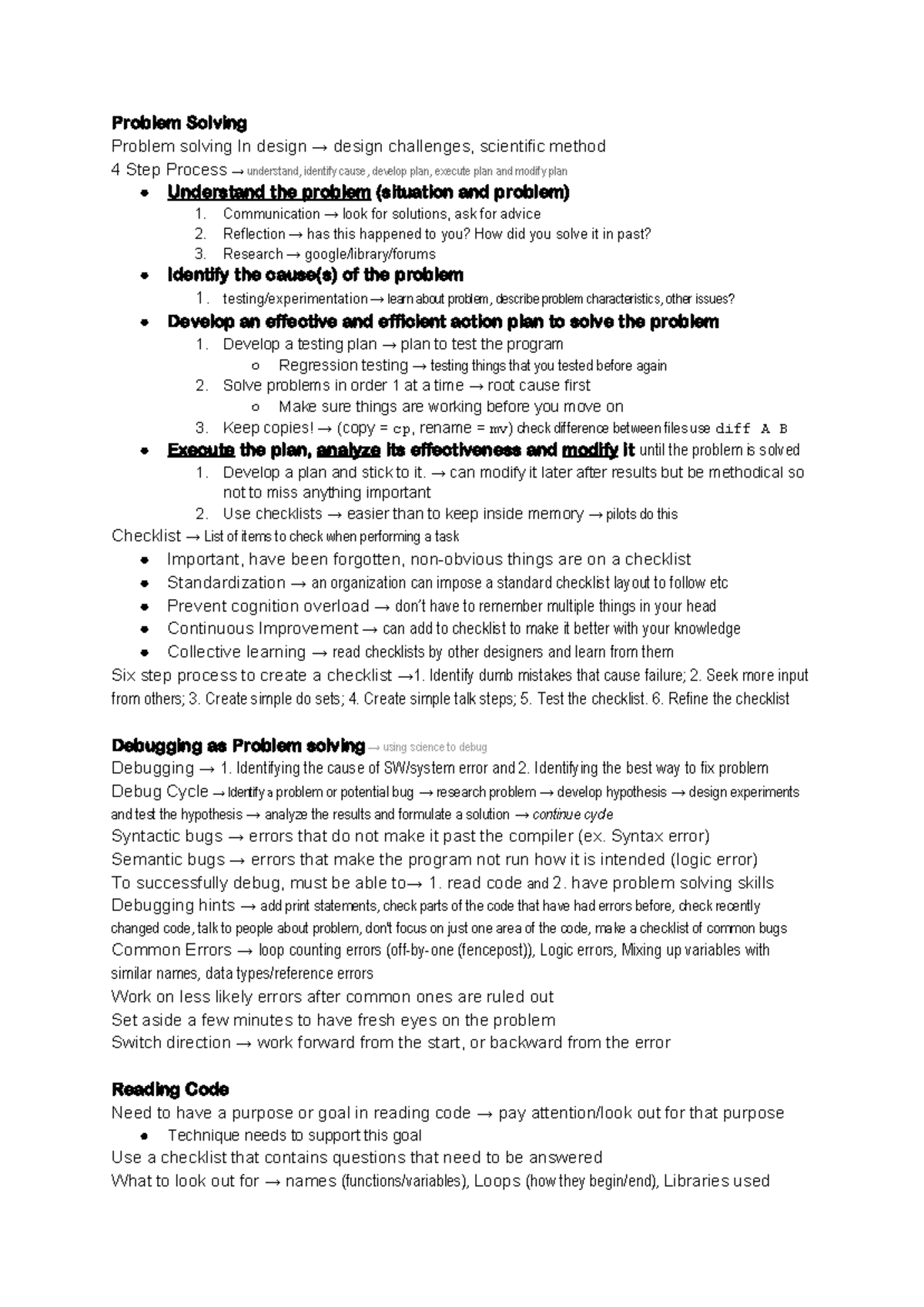 Study Notes Midterm 1 - Problem Solving Problem solving In design → ...