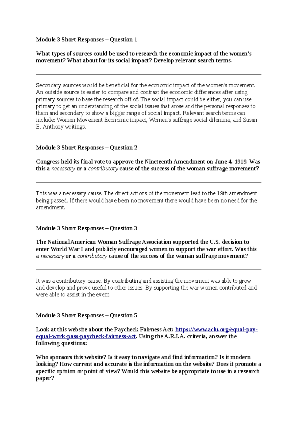 Week 3 short response HIS 200 Applied History - Module 3 Short ...