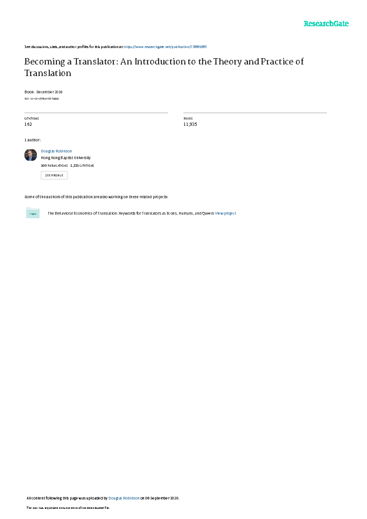 Becoming a Translator An Introduction to the Theor - See discussions ...