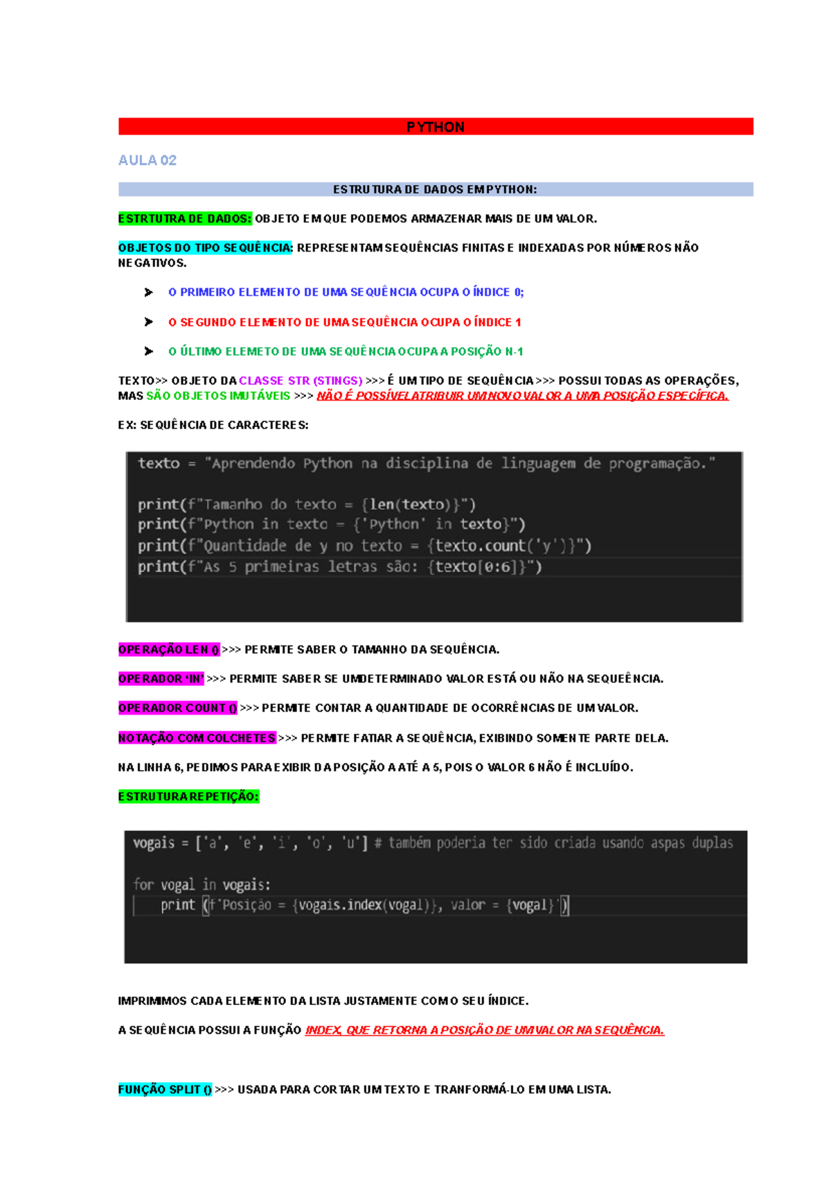Python - PYTHON AULA 02 ESTRUTURA DE DADOS EM PYTHON: ESTRTUTRA DE ...