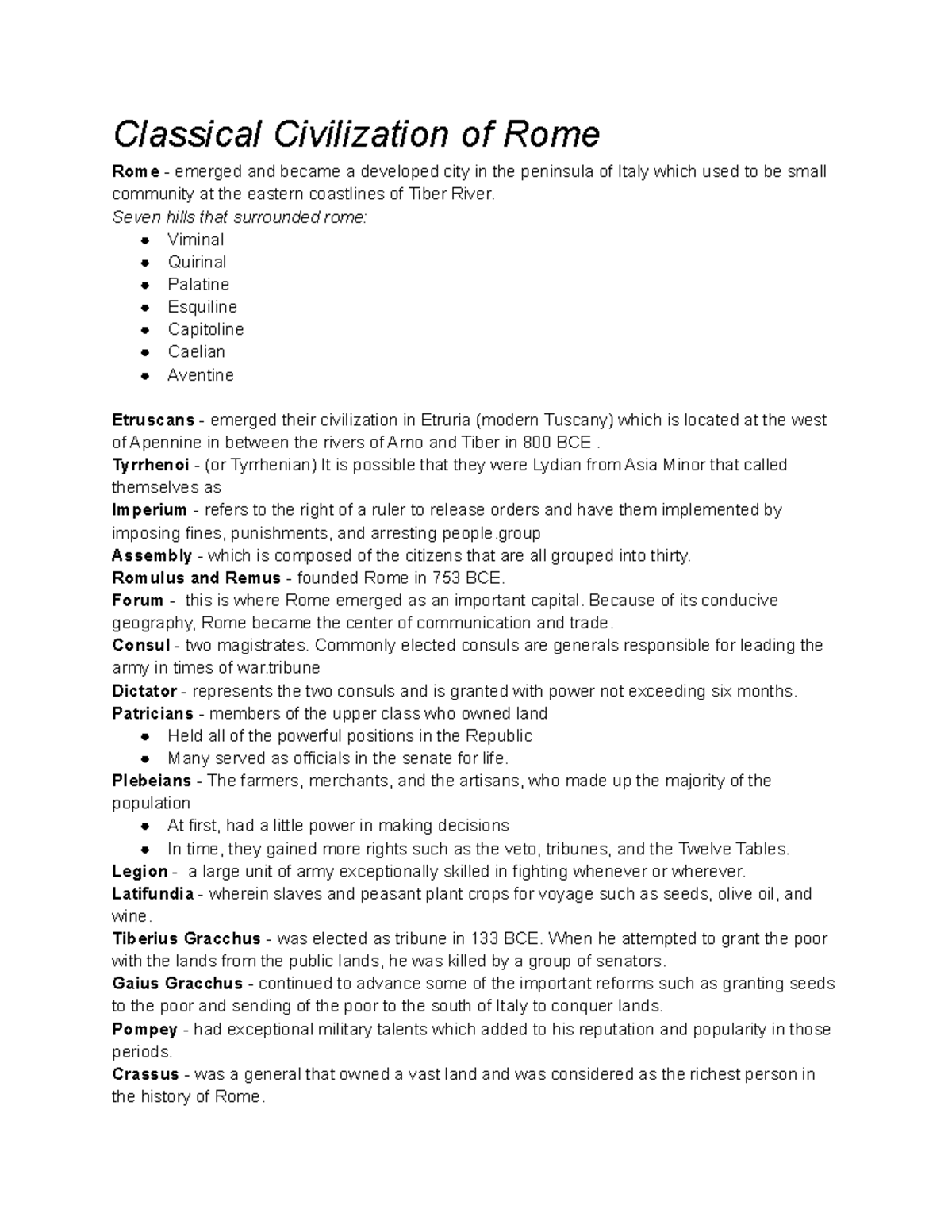 Classical Civilization of Rome Study Guide (8th Grade) - Classical ...