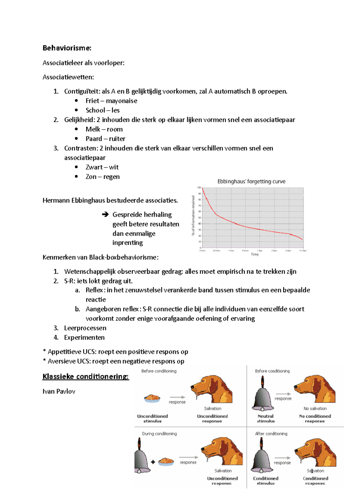 Psychologie Behaviorisme Samenvatting - Behaviorisme: Associatieleer ...