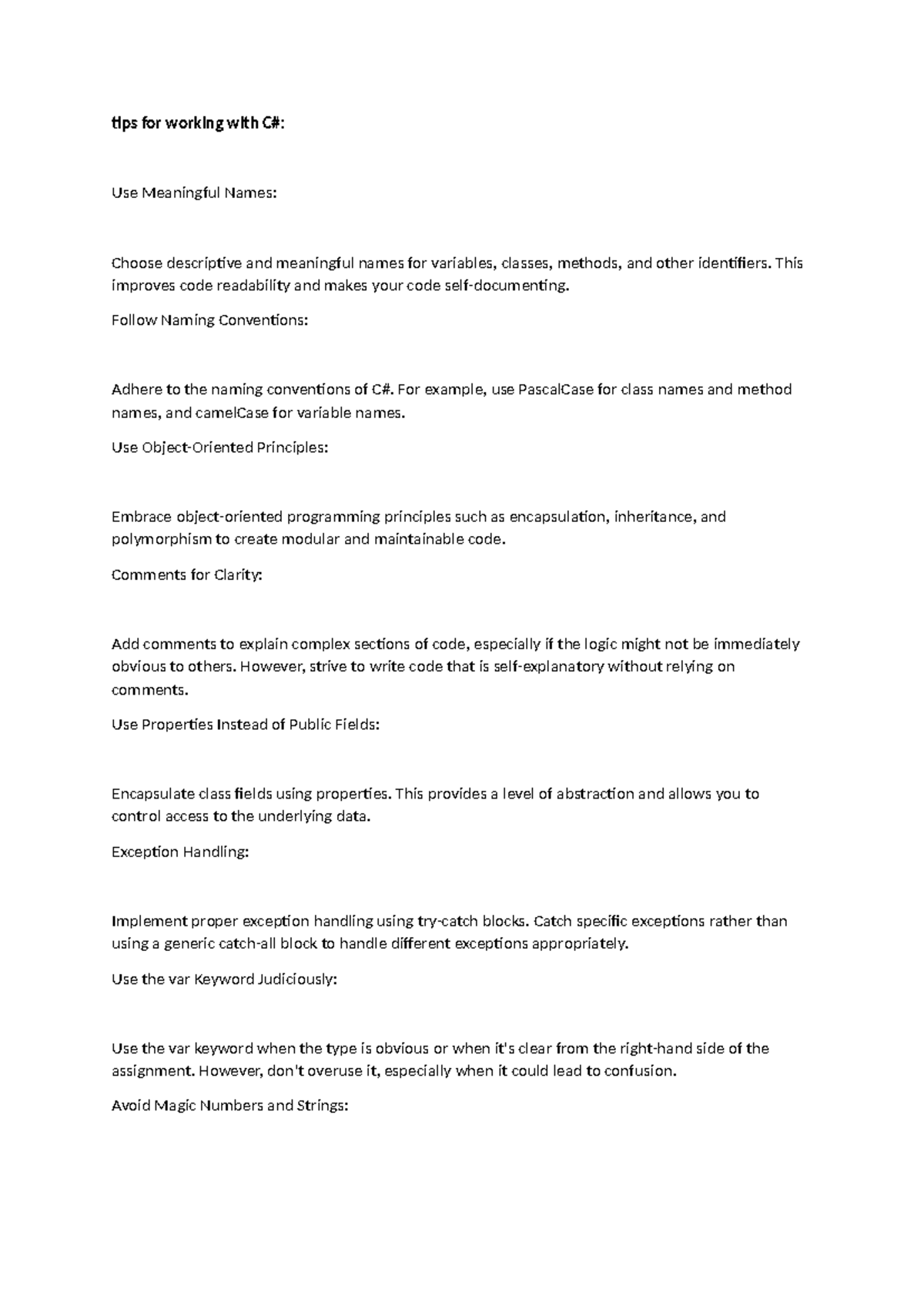 C# - .dnfkdkfldd - tips for working with C#: Use Meaningful Names ...