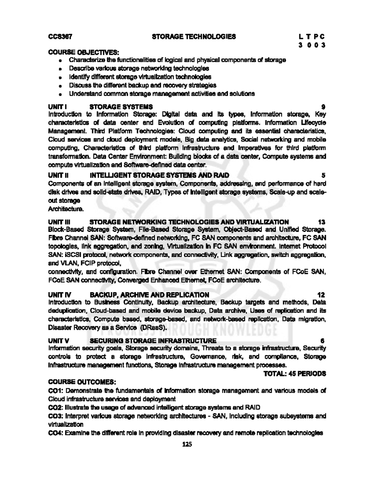 Storage Technologies - Notes - CCS367 STORAGE TECHNOLOGIES LTPC 3003 ...