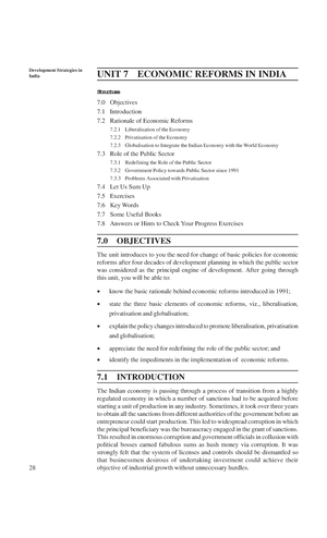 Unit-1 - Indian economy - UNIT 1 ECONOMIC POLICY: AN INTRODUCTION ...