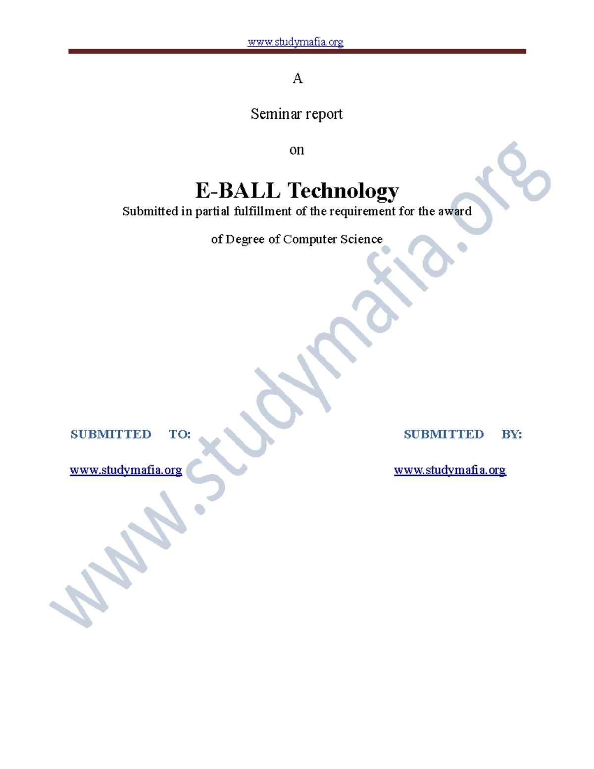 CSEEballreport - E ball - studymafia A Seminar report on E-BALL ...