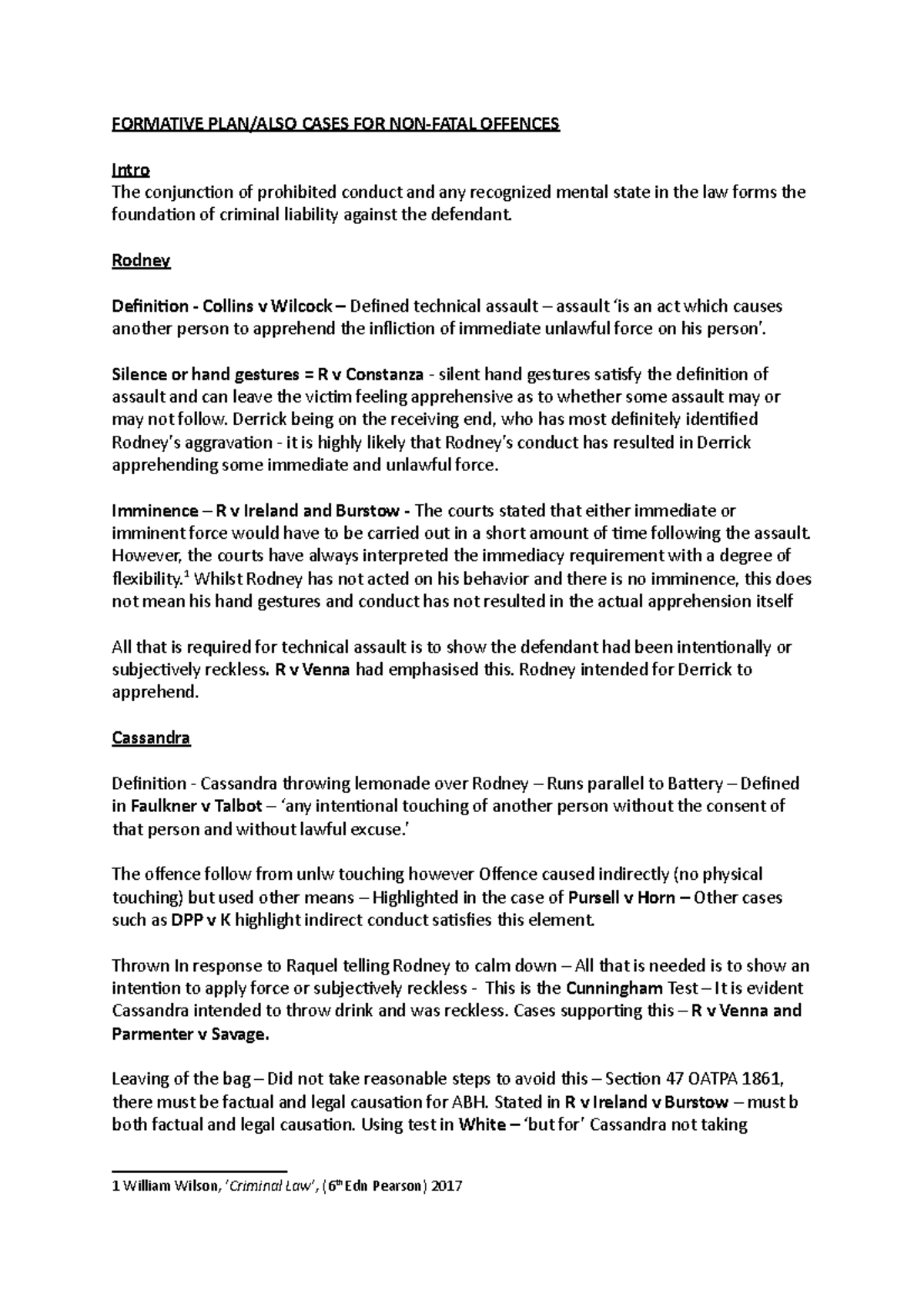 Formative Essay Criminal PLAN - FORMATIVE PLAN/ALSO CASES FOR NON-FATAL ...