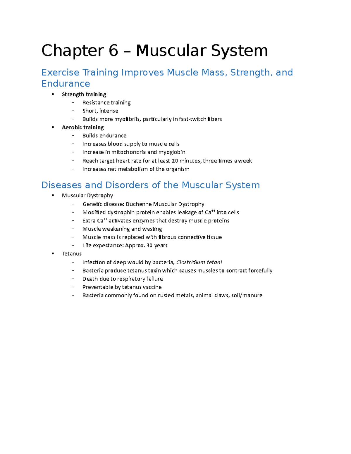 02-06-23 Chapter 6 - BSC 109 with Jason Martin - Chapter 6 – Muscular System Exercise Training ...