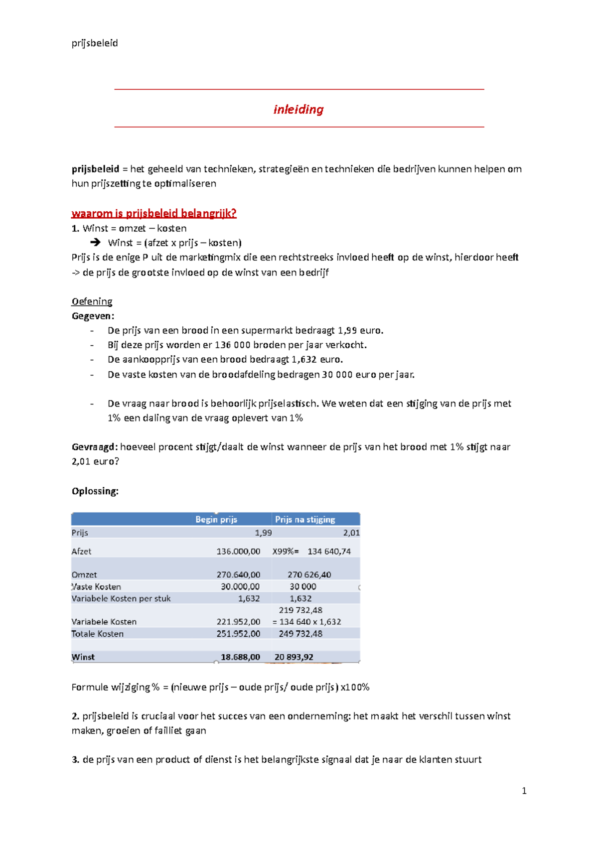 Prijsbeleid - samenvatting powerpoint freek Van Baelen - prijsbeleid ...