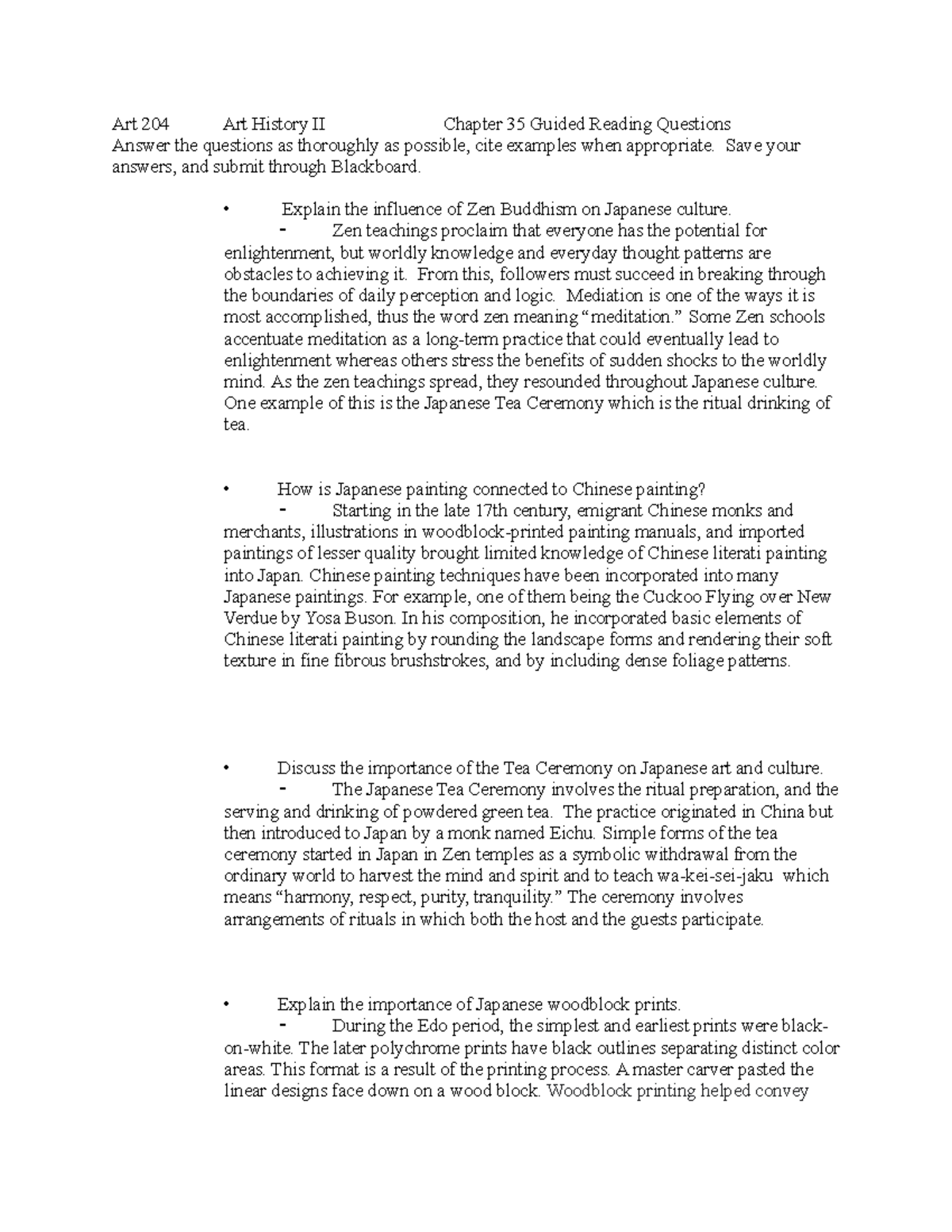 Art 204 Art History II Chapter 35 Guided Reading Questions - Art 204 ...