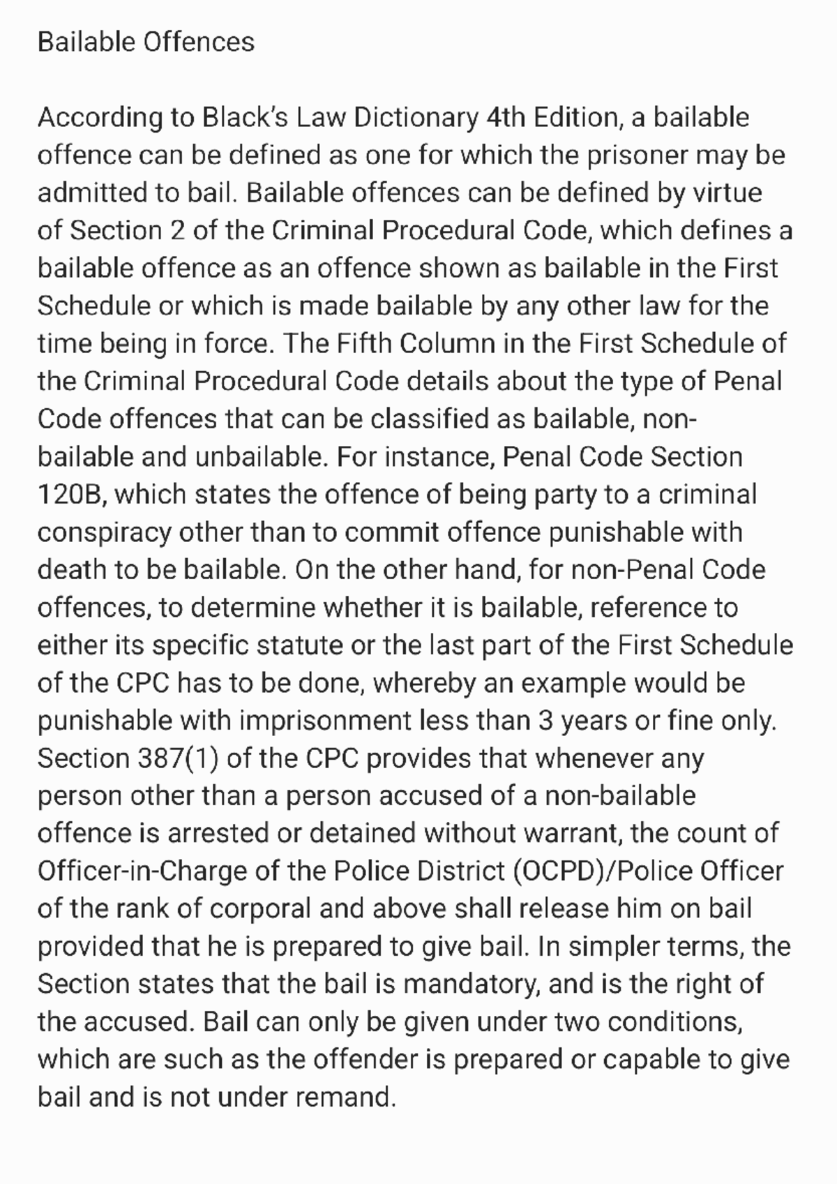 Bailable offences - General Principles of Law - Studocu