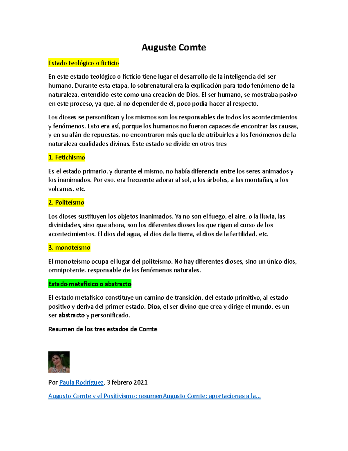 Auguste Comte - BIOGRAFIA - Auguste Comte Estado teológico o ficticio ...