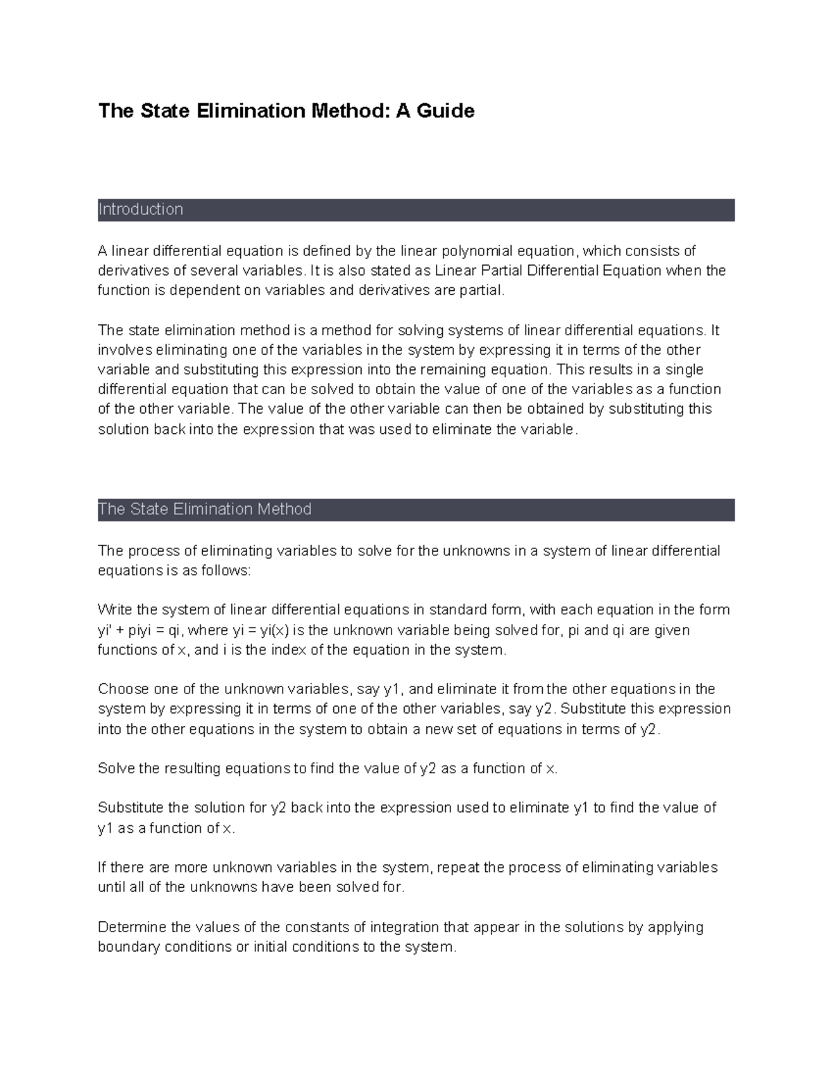 The State Elimination Method- A Guide - The State Elimination Method: A ...