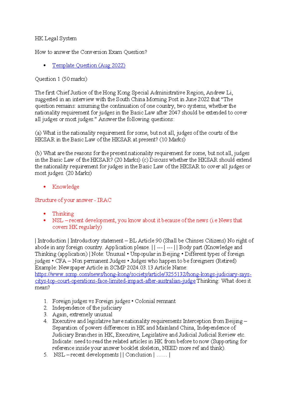 How to answer Law Question (Legal System in this lecture) - HK Legal ...