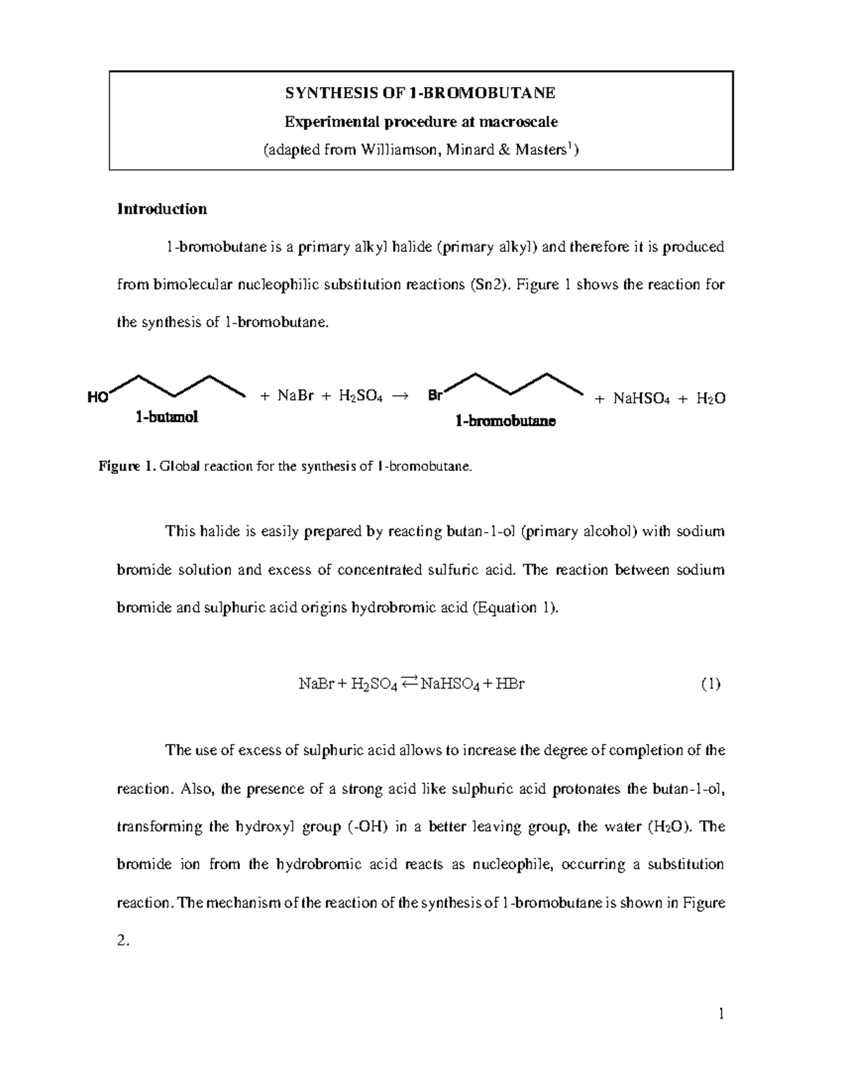 1 bromobutane protocol macroscale - SYNTHESIS OF 1-BROMOBUTANE ...