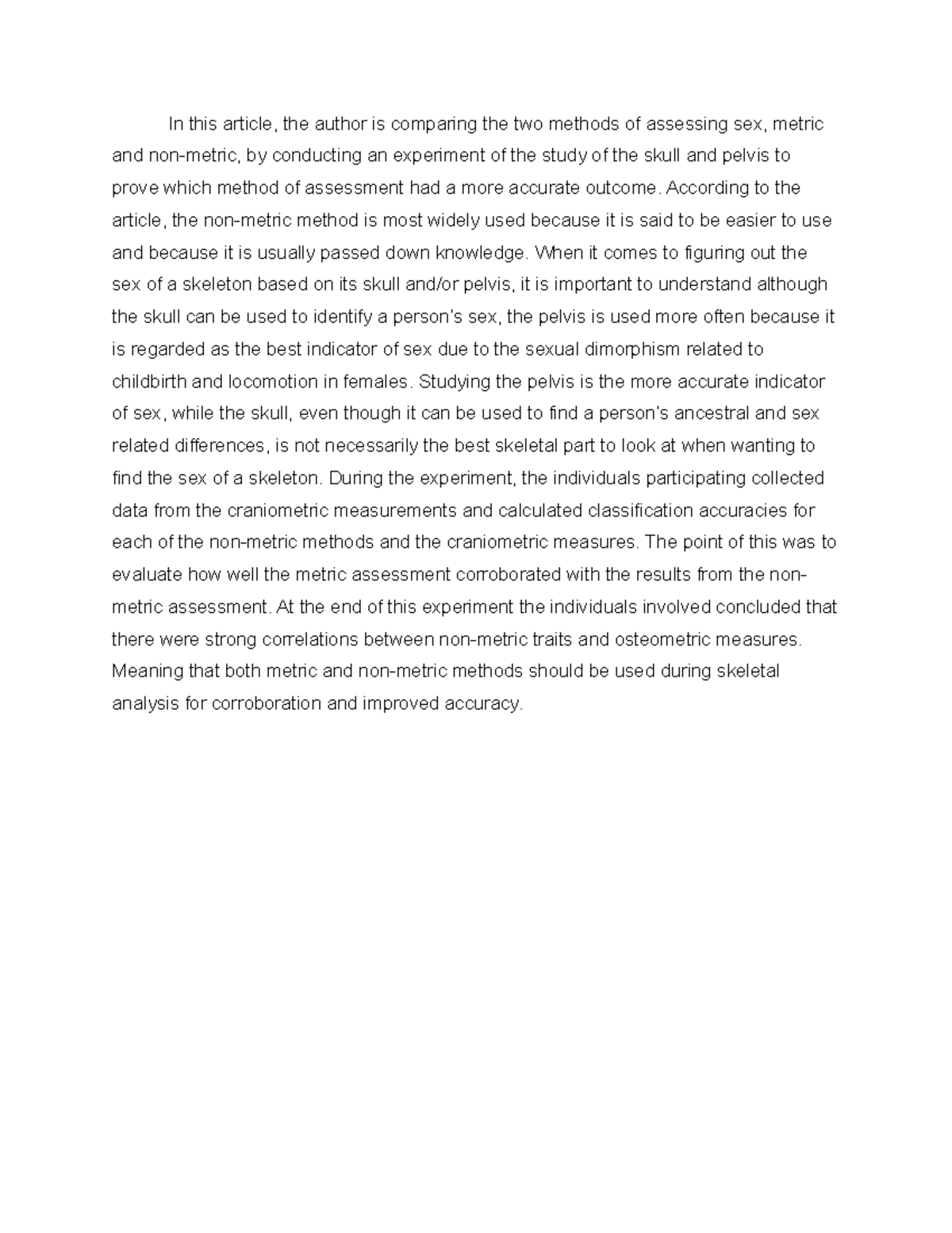 Metric Vs Non Metric In This Article The Author Is Comparing The Two Methods Of Assessing Sex 8935
