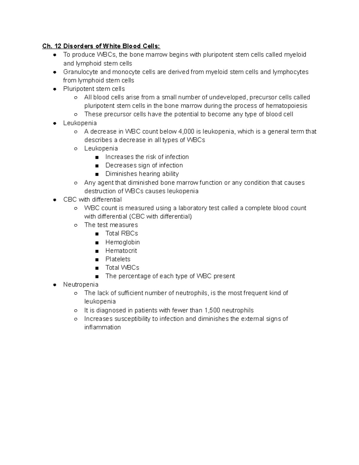 Ch. 12 Disorders of White Blood Cells - Ch. 12 Disorders of White Blood ...