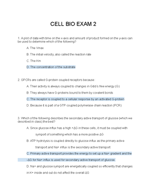 Cell Biology Test Multiple Choice - Which of the following statements ...