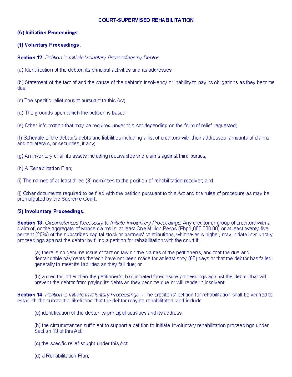 Steps - TWEVTWT HTR - COURT-SUPERVISED REHABILITATION (A) Initiation ...