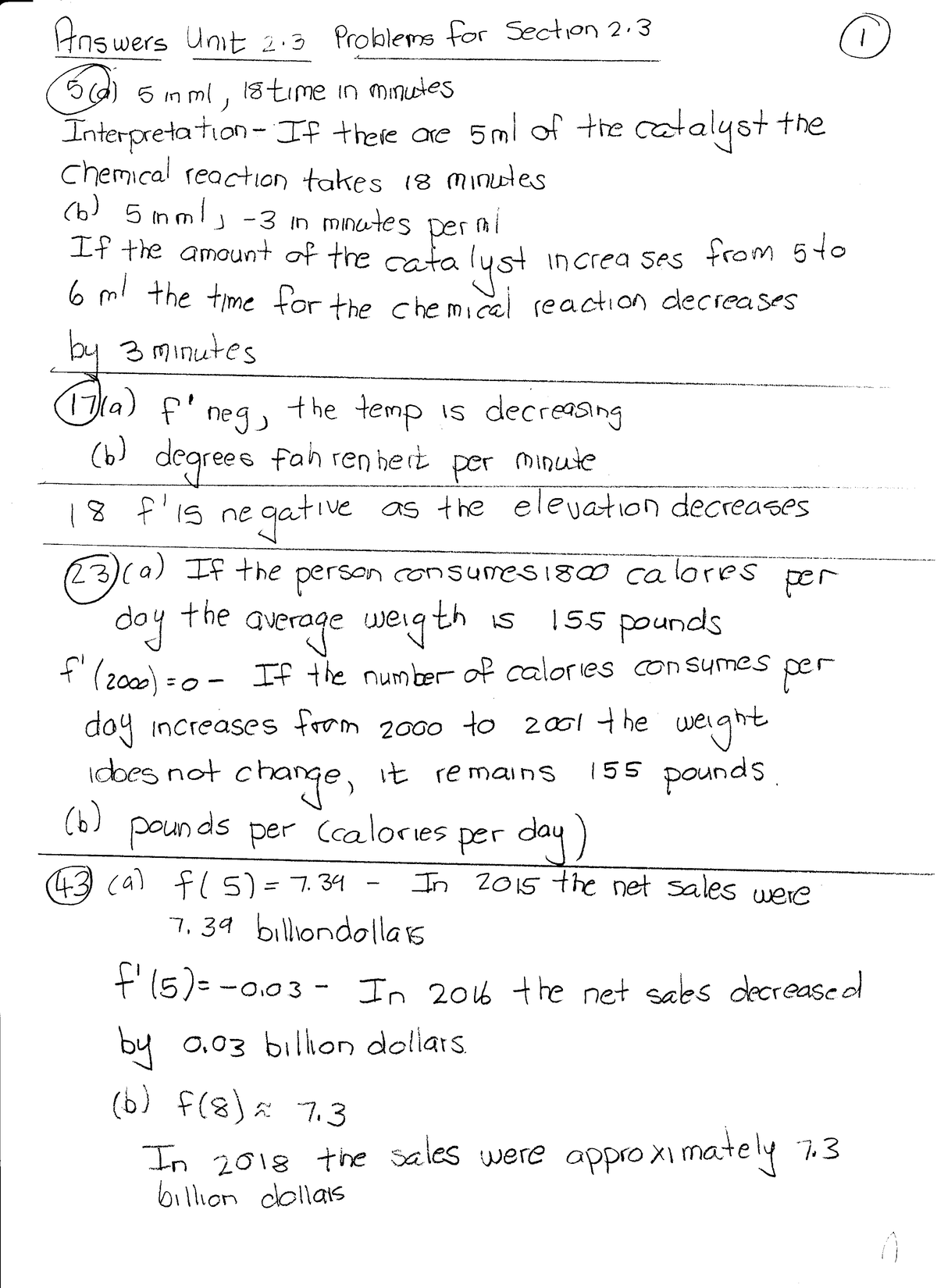 Unit2.3 Annoted slides - Answers Unit 2 Problems for Section 2 5(d) 5 ...