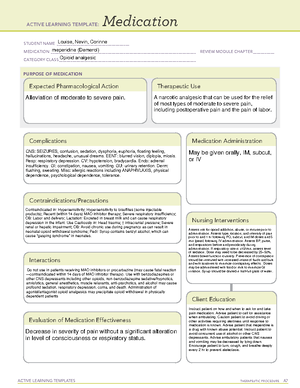 Butorphanol - Medication Active Learning Template - ACTIVE LEARNING ...