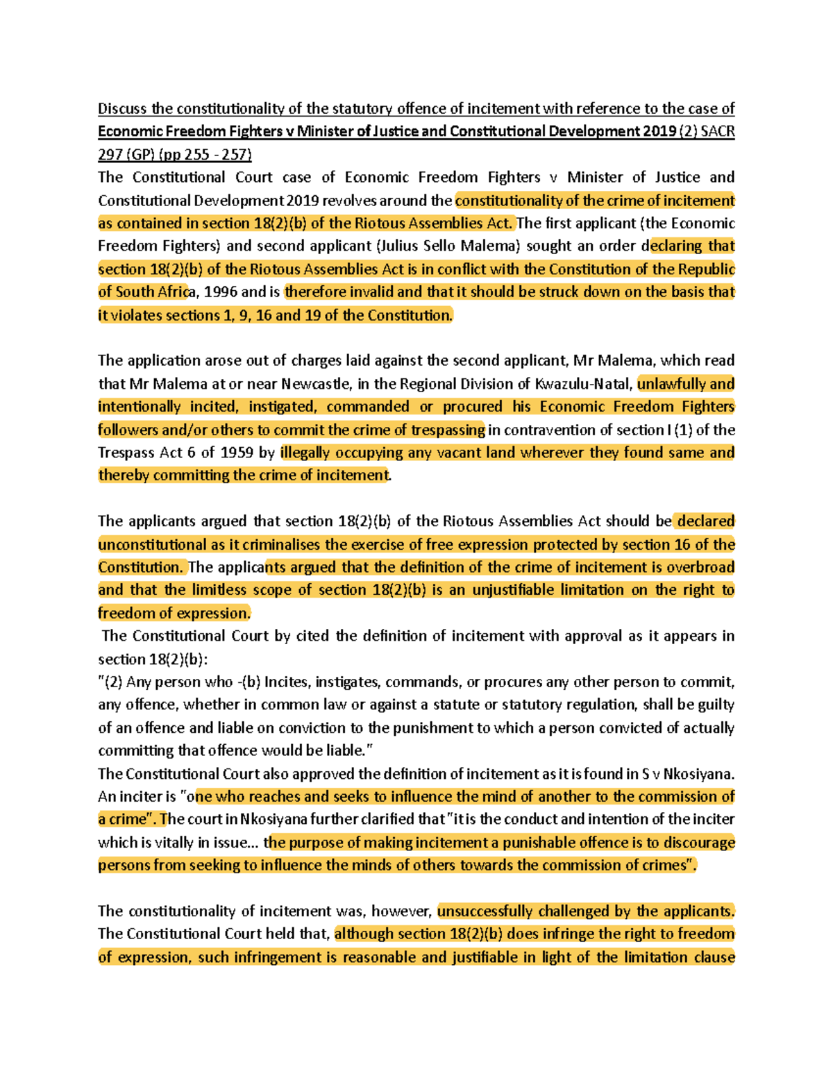 LO13- Answer about EFF case summaries - Discuss the cons,tu,onality of ...