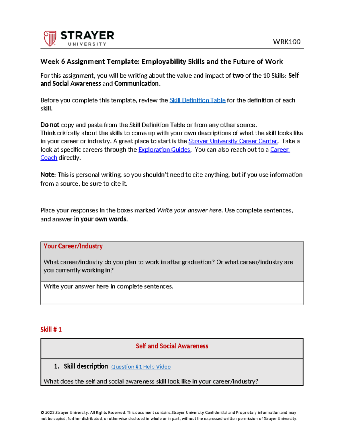 Week 6 Assignment - WRK Week 6 Assignment Template: Employability ...